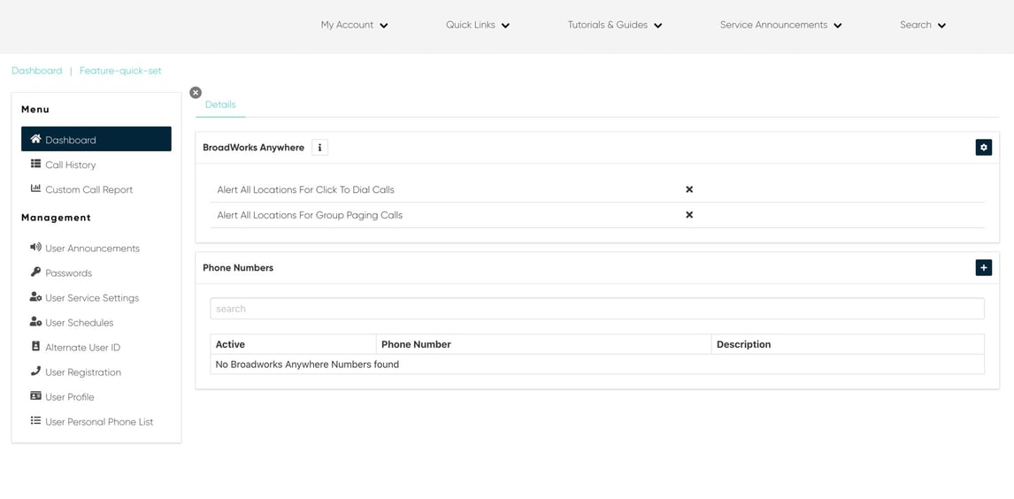 Business Voice Portal - Anywhere Mobile Quick Set